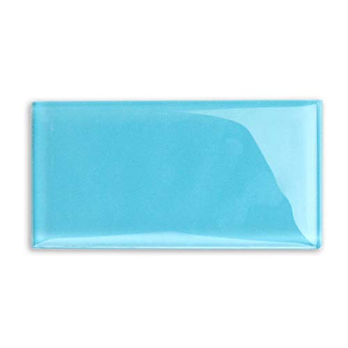 Contempo Turquoise 3 in. x 6 in. Polished Glass Wall Tile Sample