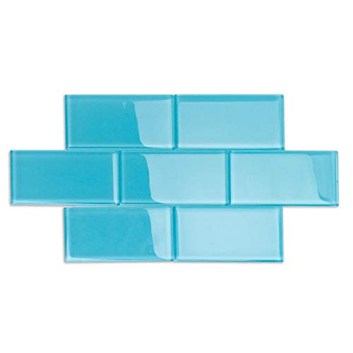 Contempo Turquoise 3 in. x 6 in. Polished Glass Wall Tile Sample