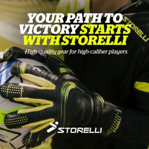 Storelli Silencer Menace Goalkeeper Gloves, Soccer Goalie Gloves for Youths & Adults, Roll-Negative, Hybrid Gloves with Removable Finger Spines, Black & Yellow, Size 9