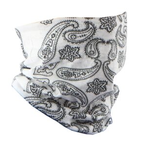 motique accessories paisley bandana neck gaiter tube headwear motorcycle face scarf (paisley and flowers white)