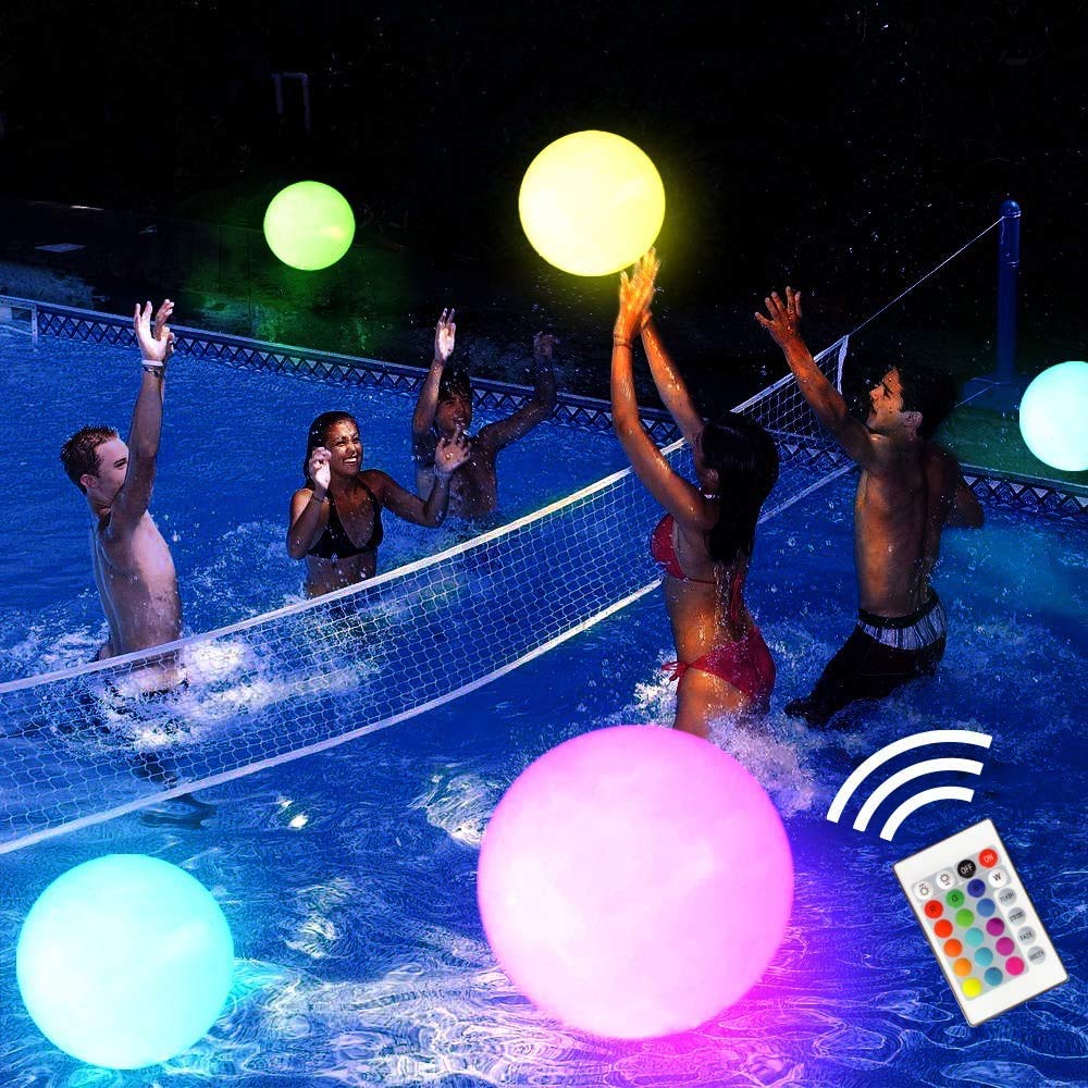 Pool Toy 16" LED Glow Beach Ball Toy with 16 Color Changing Lights, Glow in Dark Pool Games Toys for Teens Adults, Great for Summer Parties, Pool/Beach Parties, Raves, or Blacklight/Glow Parties