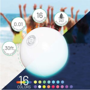 Pool Toy 16" LED Glow Beach Ball Toy with 16 Color Changing Lights, Glow in Dark Pool Games Toys for Teens Adults, Great for Summer Parties, Pool/Beach Parties, Raves, or Blacklight/Glow Parties