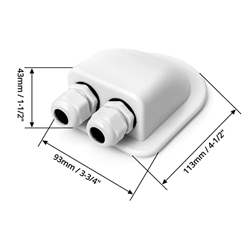 QWORK 2 Pcs IP68 Waterproof ABS Solar Double Cable Entry Gland-Weather Resistant Dual Cable Entry Housing for Solar Panels of RV, Caravan and Marine, White