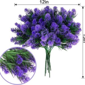 Artificial Fake Flowers, 6 Bundles Large UV Resistant Faux Plastic Greenery Foliage Plants Shrubs for Garden, Wedding, Outside Hanging Planter, Farmhouse Indoor or Outdoor etc Decor