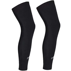 luwint long compression leg sleeves for women men comfortable and non-slip uv protection leg knee brace supports for sports basketball running cycling, black, 1 pair (large)