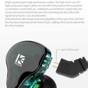 H HIFIHEAR KBEAR KS2 in Ear Monitors Earbuds, 1BA 1DD Stereo in Ear Earphones, HiFi IEM Headphone Headset Noise Cancelling Hybrid Earphone with Removable Cable for Running Walking (with mic, KS2 Cyan)