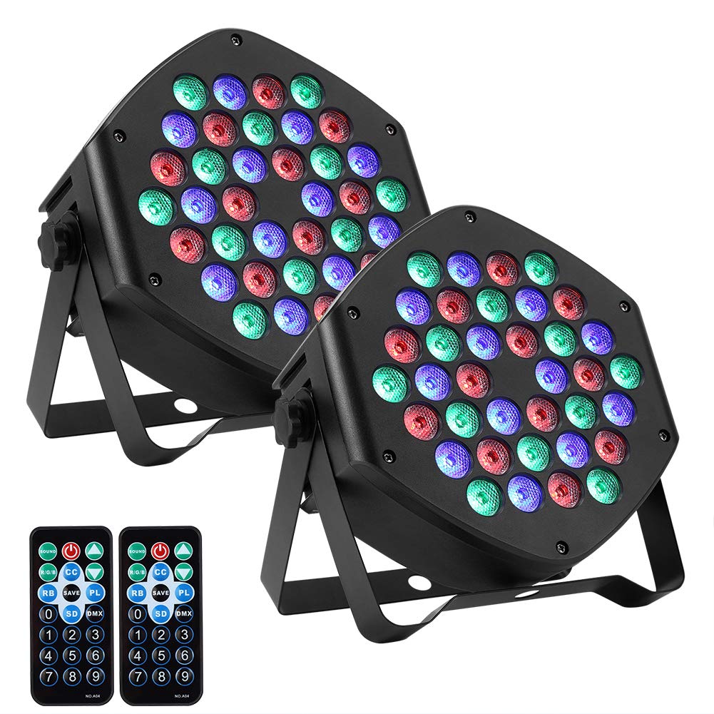 LUNSY RGB Stage Lighting 2Pack, 36LED Dj Par Lights, Uplighting for Events, Sound Activated, Remote and DMX Control, for Wedding, Party, Concert, Festival