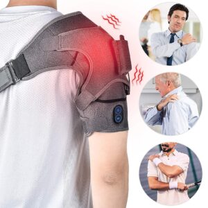 Cordless Heated Shoulder Wrap, Heated Shoulder Brace with Vibration, Shoulder Massager Heating Pad, Shoulder Support Brace Heated Pad for Shoulder Relax