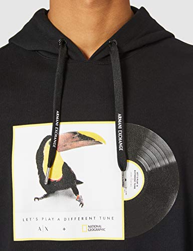 A | X ARMANI EXCHANGE Men's National Geographic Limited Edition Hoodie Sweatshirt, Black Toucan, Large