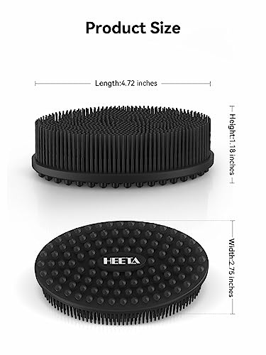 HEETA 2 Pack Silicone Body Scrubber, Gentle Exfoliating Body Scrubber, Shower Scrubber Silicone Loofah Brush, Easy to Clean, Gentle Massage with Body Brush for Kids Women Men All Kinds of Skin