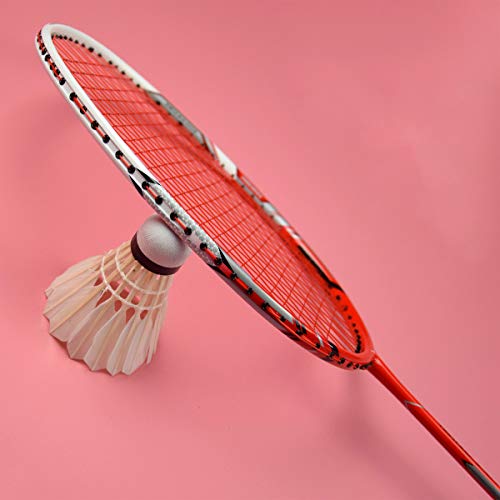 LANGNING Badminton Rackets Set of 2, Upgrade Carbon Lightweight Aldult Badminton Racket for Professional Athletes Training and Competition (3bells)