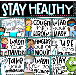 staying healthy and safe social distancing classroom rules poster set