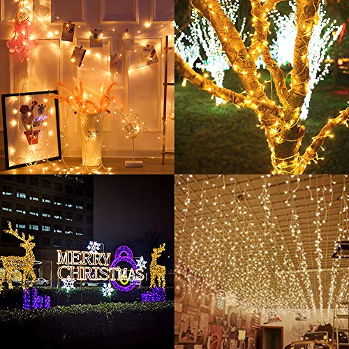 Koxly Outdoor String Lights 200 LED 66FT Long Fairy Tree Light with Remote Control Timer Waterproof Christmas Decorative Extendable Lights Plug in 8 Modes Twinkle Lights for Wedding Party Holiday