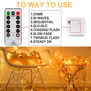 Koxly Outdoor String Lights 200 LED 66FT Long Fairy Tree Light with Remote Control Timer Waterproof Christmas Decorative Extendable Lights Plug in 8 Modes Twinkle Lights for Wedding Party Holiday