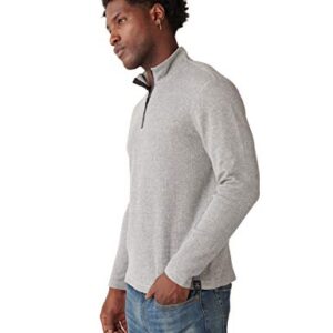 Lucky Brand Men's Long Sleeve French Rib Half Zip Mock Neck Pullover Sweatshirt, Heather Grey, M