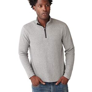 Lucky Brand Men's Long Sleeve French Rib Half Zip Mock Neck Pullover Sweatshirt, Heather Grey, M