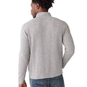 Lucky Brand Men's Long Sleeve French Rib Half Zip Mock Neck Pullover Sweatshirt, Heather Grey, M