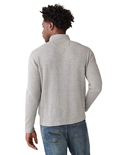 Lucky Brand Men's Long Sleeve French Rib Half Zip Mock Neck Pullover Sweatshirt, Heather Grey, M