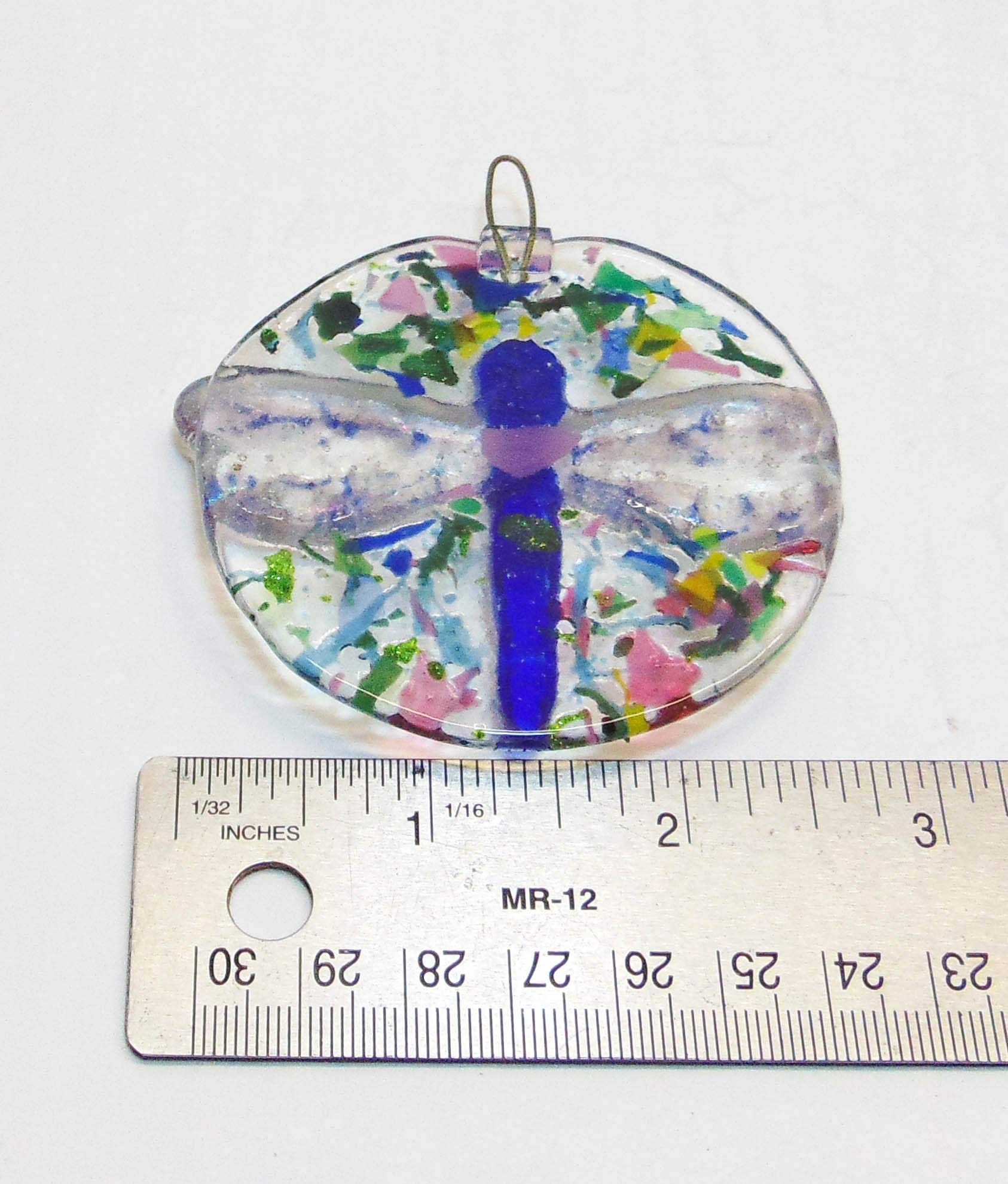 Handmade Iridescent Cobalt Blue Dragonfly Summer Round Garden Ornament Sun Catcher