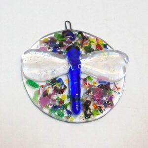 Handmade Iridescent Cobalt Blue Dragonfly Summer Round Garden Ornament Sun Catcher