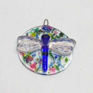 Handmade Iridescent Cobalt Blue Dragonfly Summer Round Garden Ornament Sun Catcher