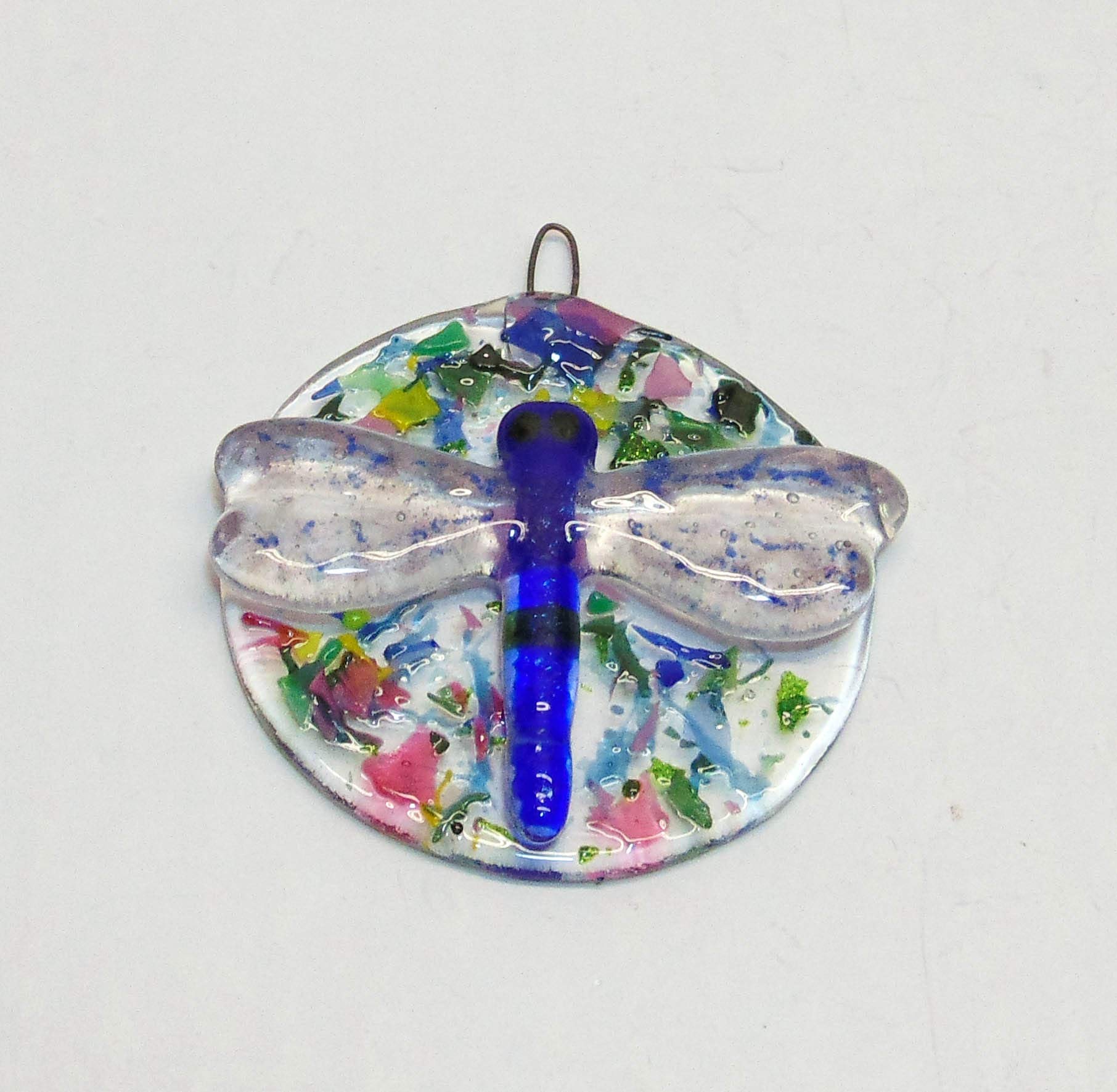 Handmade Iridescent Cobalt Blue Dragonfly Summer Round Garden Ornament Sun Catcher