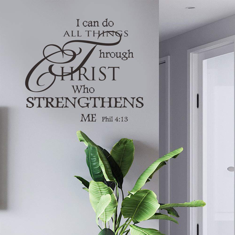 Bible Verses Wall Decor Vinyl Scripture, Christmas Decorations Wall Quotes for Living Room – I Can Do All Things – Bible Verse Sticker for Bedroom Classroom Playroom Nursery