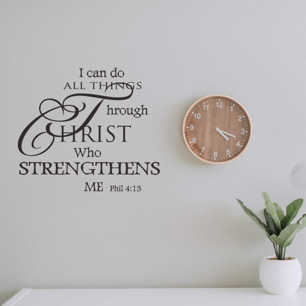 Bible Verses Wall Decor Vinyl Scripture, Christmas Decorations Wall Quotes for Living Room – I Can Do All Things – Bible Verse Sticker for Bedroom Classroom Playroom Nursery