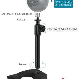 InnoGear Desktop Microphone Stand, Mic Stand Desk Table with Weighted Base Shock Mount Mic Clip 3/8" to 5/8" Adapter Adjustable Height for Hyper X QuadCast Fifine K669B AT2020 Shure SM58 PGA48