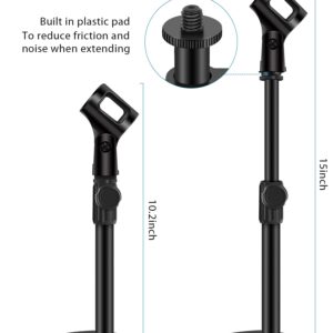 InnoGear Desktop Microphone Stand, Mic Stand Desk Table with Weighted Base Shock Mount Mic Clip 3/8" to 5/8" Adapter Adjustable Height for Hyper X QuadCast Fifine K669B AT2020 Shure SM58 PGA48