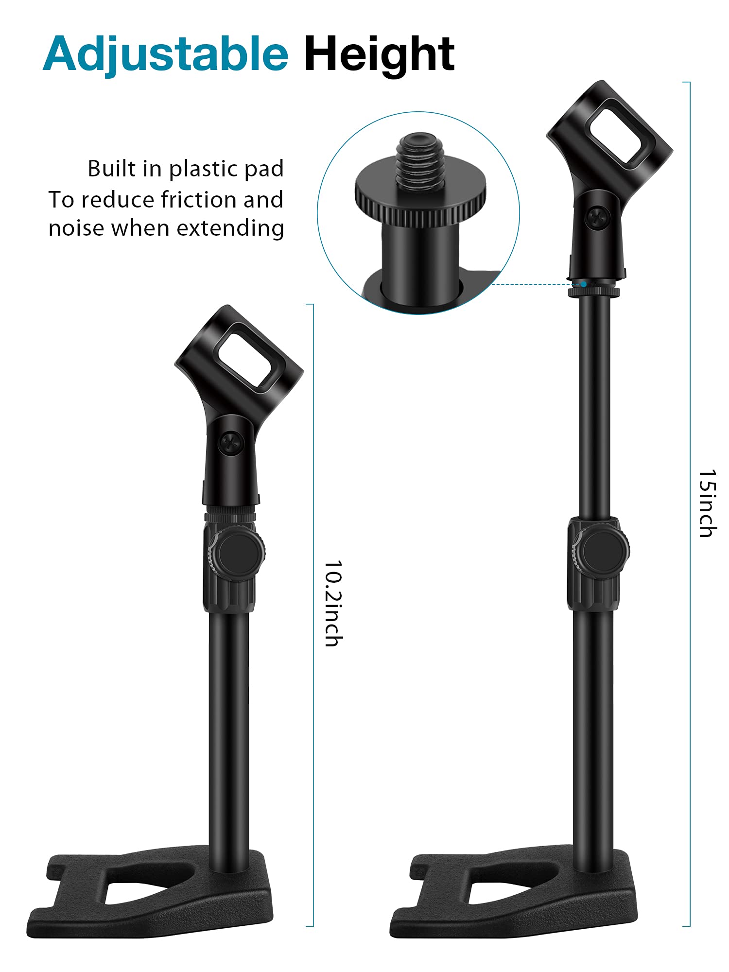 InnoGear Desktop Microphone Stand, Mic Stand Desk Table with Weighted Base Shock Mount Mic Clip 3/8" to 5/8" Adapter Adjustable Height for Hyper X QuadCast Fifine K669B AT2020 Shure SM58 PGA48