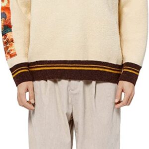 Aelfric Eden Van Gogh Sweater Oversized Pullover Sweater Cable Knit Sweater Men Graphic Sweater Beige