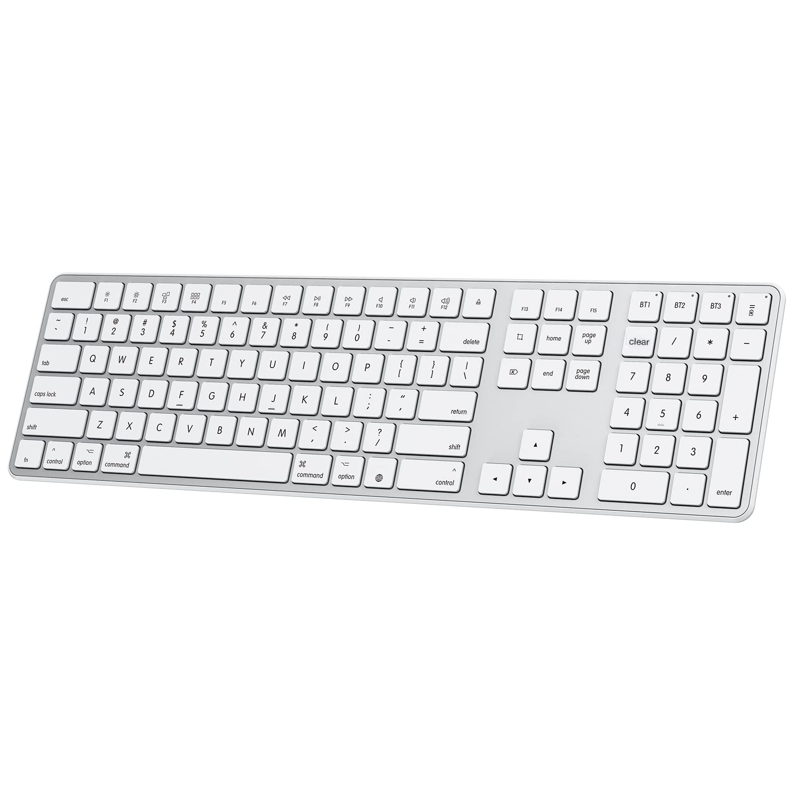 OMOTON Bluetooth Keyboard for Mac, Wireless Keyboard with Numeric Keypad, Multi-Device, Rechargeable, Compatible with MacBook Pro/Air, iMac, iMac Pro, Mac Mini, Mac Pro Laptop and PC (Silver)