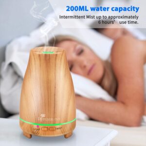 Diffuserlove Essential Oil Diffuser 200ML Aroma Diffuser Mist Humidifiers with 7 Color LED Lights, Auto Shut-Off Function for Bedroom Office Room House