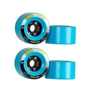 cloud ride! longboard wheels hurricanes 90mm 78a (set of 4) blue