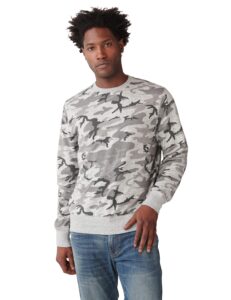 lucky brand men's long sleeve crew neck sweatshirt, grey camo, s