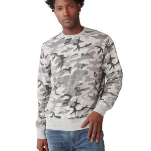 Lucky Brand Men's Long Sleeve Crew Neck Sweatshirt, Grey Camo, S