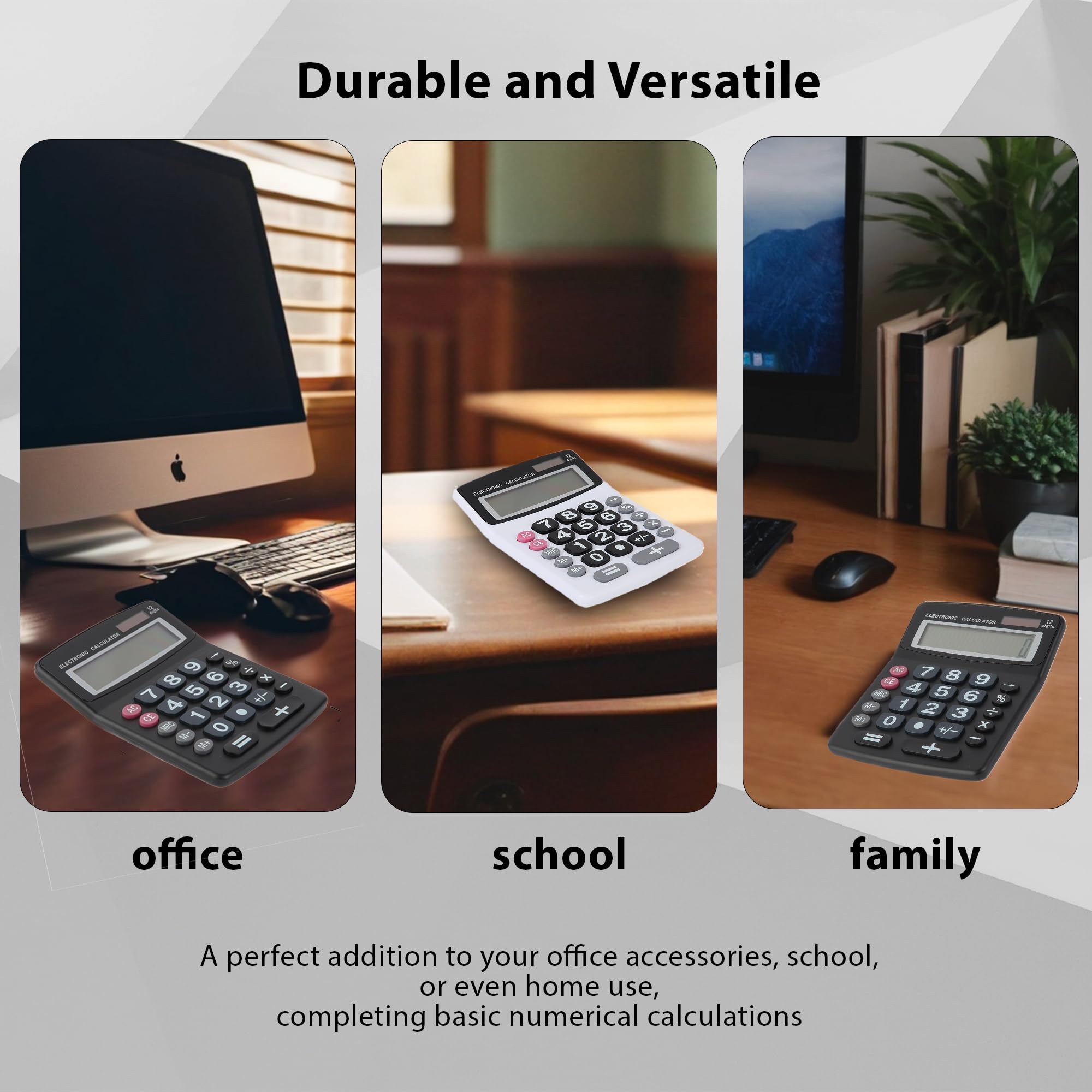 Lily' Home Jumbo 12 Digit with Solar Power, Large LCD Display - Desktop Calculator, Dual Power, Large Button Design, Battery Operation, Easy-to-Read Tilted, for Home, Office, School, Class & Business