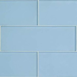 Contempo Blue Gray 4 in. x 12 in. Frosted Glass Tile Sample