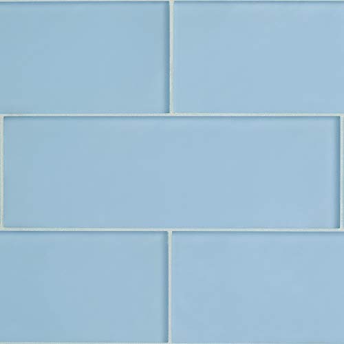 Contempo Blue Gray 4 in. x 12 in. Frosted Glass Tile Sample