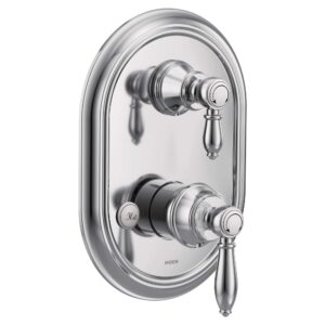 moen uts4311 weymouth m-core 3-series 2-handle shower trim with integrated transfer valve, valve required, chrome