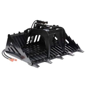 titan attachments 60-in fine grade rock grapple skeleton rake with teeth, universal skid steer quick tach