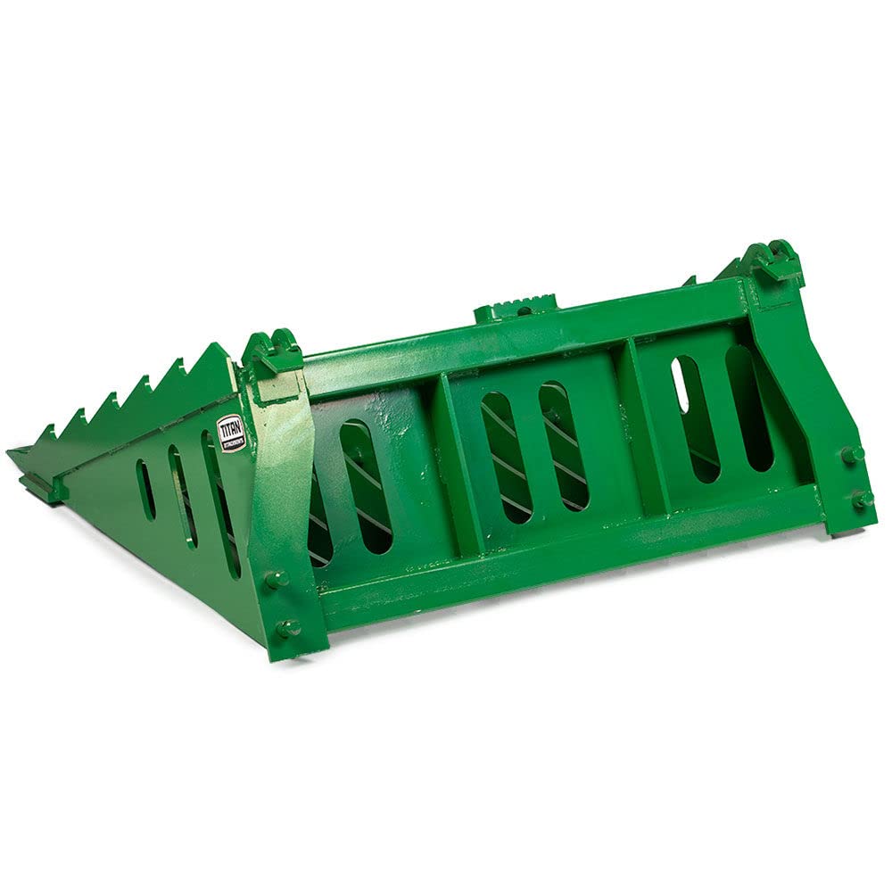 Titan Attachments 48in Fine Grade Skeleton Rock Bucket with Teeth for John Deere Loader with Hook and Pin Connection