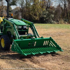 Titan Attachments 48in Fine Grade Skeleton Rock Bucket with Teeth for John Deere Loader with Hook and Pin Connection