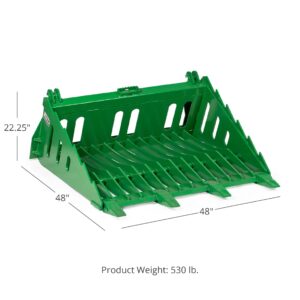 Titan Attachments 48in Fine Grade Skeleton Rock Bucket with Teeth for John Deere Loader with Hook and Pin Connection