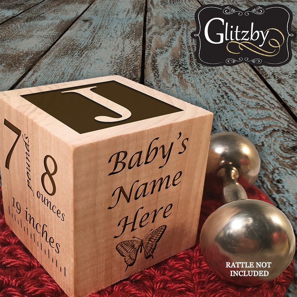 Baby Block Gift for Newborn Boy or Girl - Personalized Birth Announcement Wood Wooden Block New Baby Gifts Custom Item by Glitzby