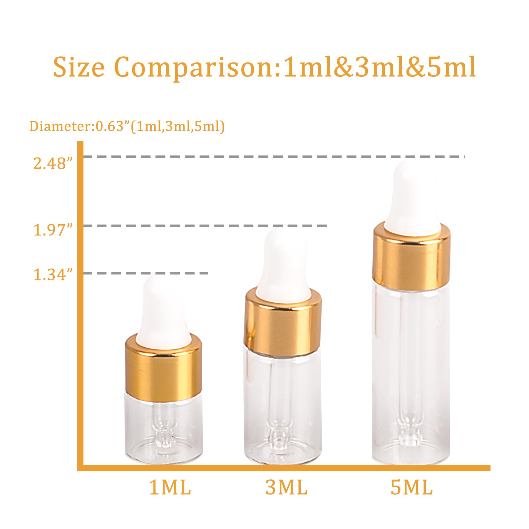 Easeen 50 Pcs Sample Dropper Bottles, 1ml Clear Mini Dropper Bottles with 2 Pcs Plastic Droppers for Traveling Essential Oils DIY Cosmetic Liquid Sample Perfume