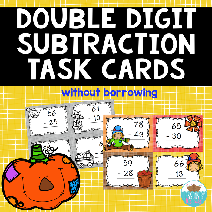 Double Digit Subtraction Fall Task Cards {Without borrowing/ regrouping}