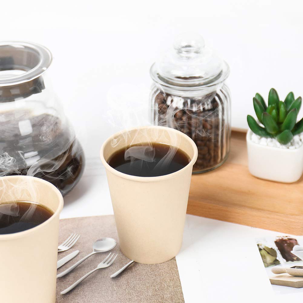 JAYEEY Disposable Coffee Cups Bamboo Paper Cups Coffee Cups, Brown Hot Cups 120 Count 10 OZ Water cups