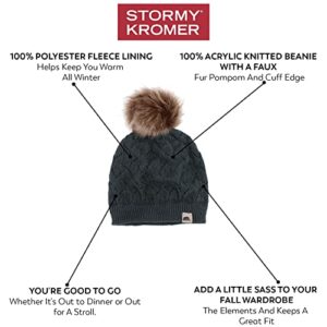 Stormy Kromer The Pompom Beanie - Stylish Warm Winter Hat with Faux Fur Pompom Deep Blue